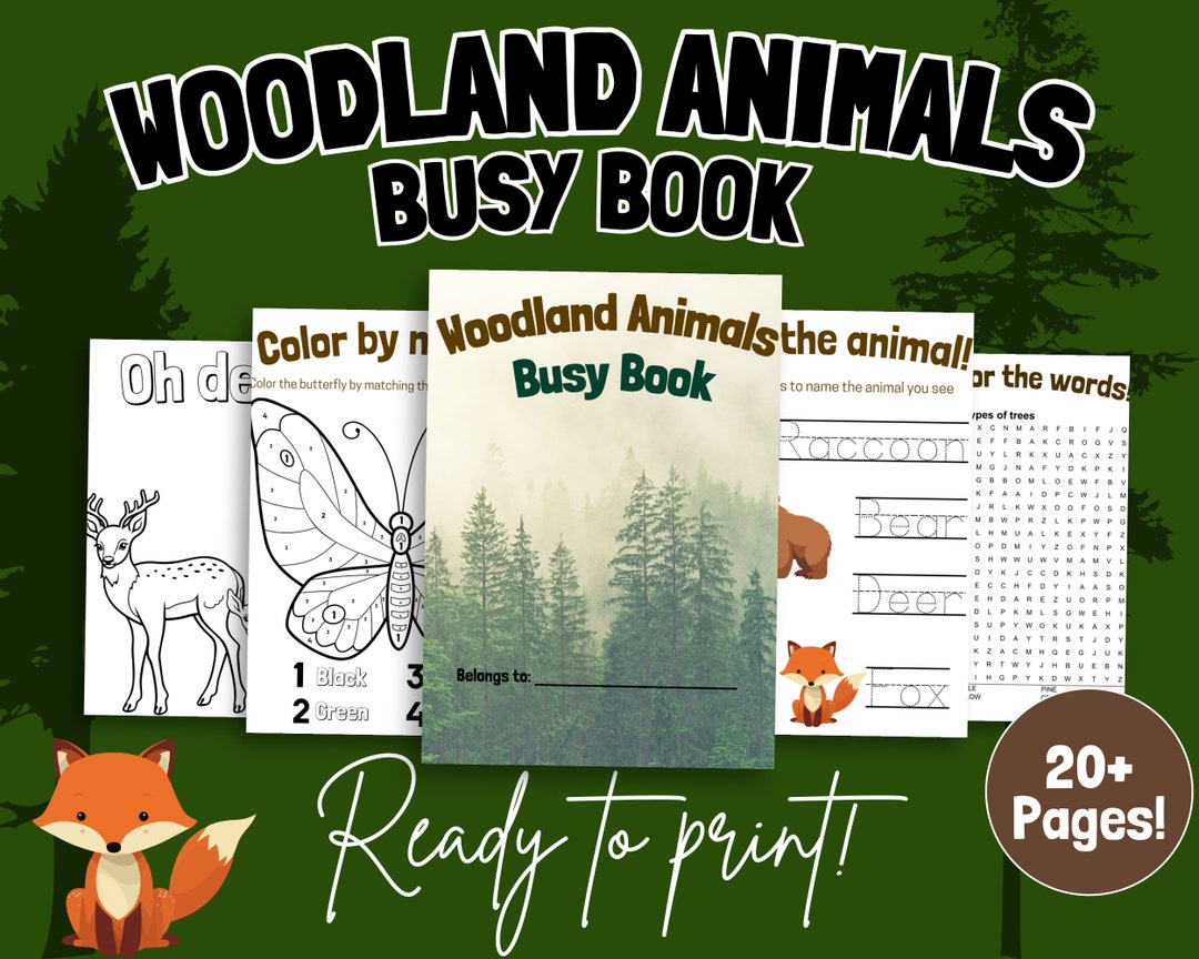 Woodland Animals - Busy Book - Activity Workbook - 20+ PAGES! - Etsy
