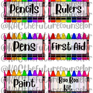 Crayon Themed Classroom Labels - 32 Labels - Homework Labels - Etsy