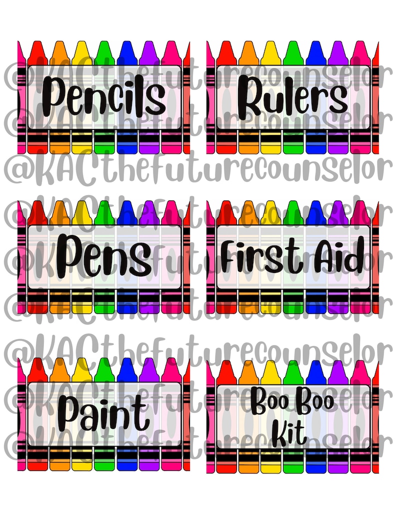 Crayon Themed Classroom Labels - 32 Labels - Homework Labels - Etsy