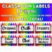 Crayon Themed Classroom Labels - 32 Labels - Homework Labels - Etsy