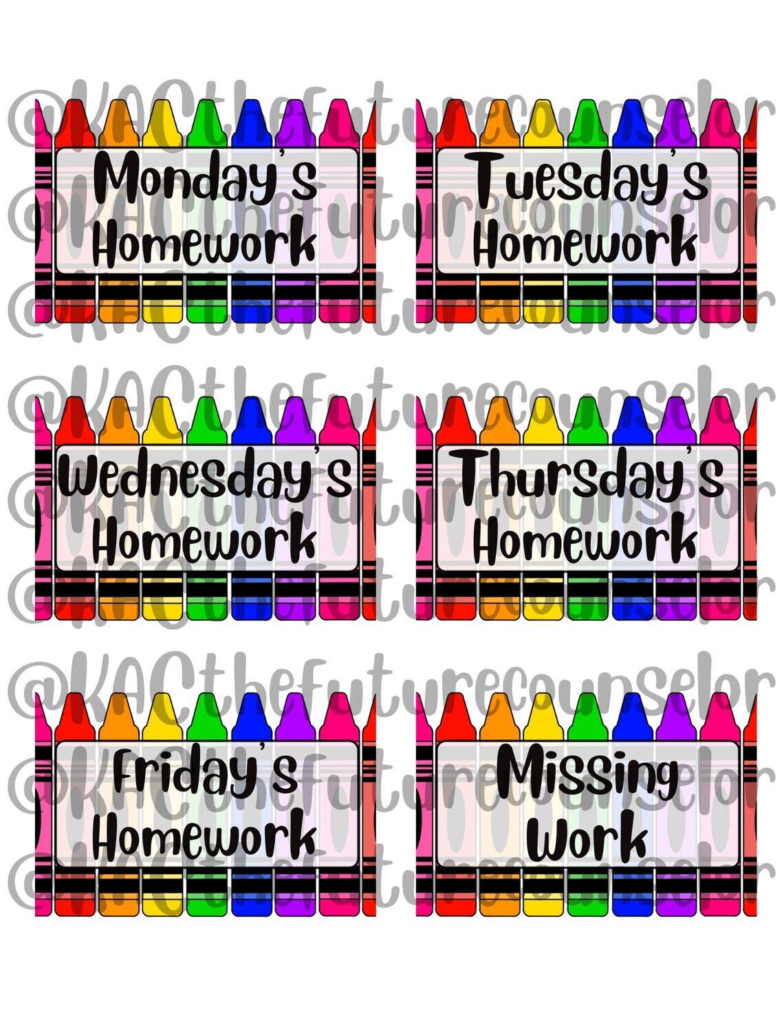 Crayon Themed Classroom Labels - 32 Labels - Homework Labels - Etsy