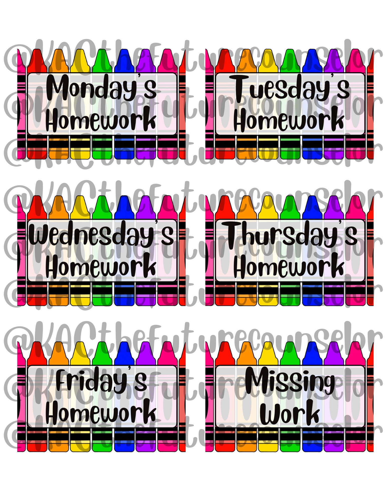 Crayon Themed Classroom Labels - 32 Labels - Homework Labels - Etsy