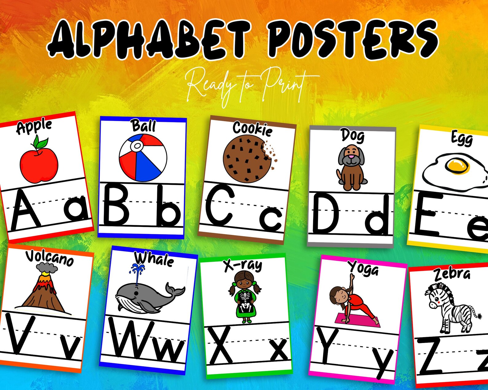 Classroom Alphabet Posters - Rainbow - Crayon - Crayola - ALL LETTERS ...