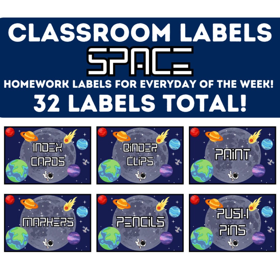 Outer Space Classroom Bin Labels - 32 TOTAL - Etsy