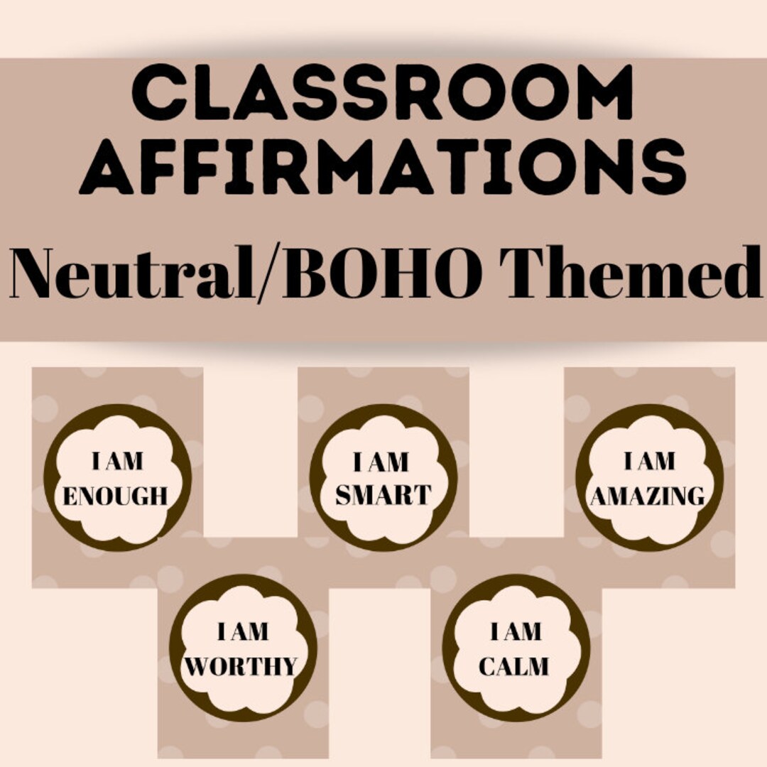 Neutral BOHO Classroom Affirmations - Etsy