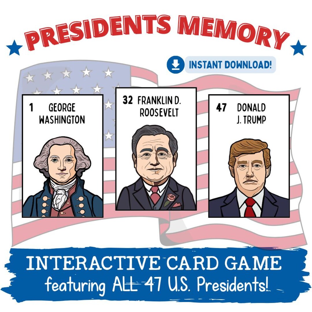 U.S. Presidents Memory Card Game | Fun & Educational Game About ...