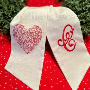 Valentines Day Wreath Sash, Front Door Decor, Chinoiserie Heart, Toile ...