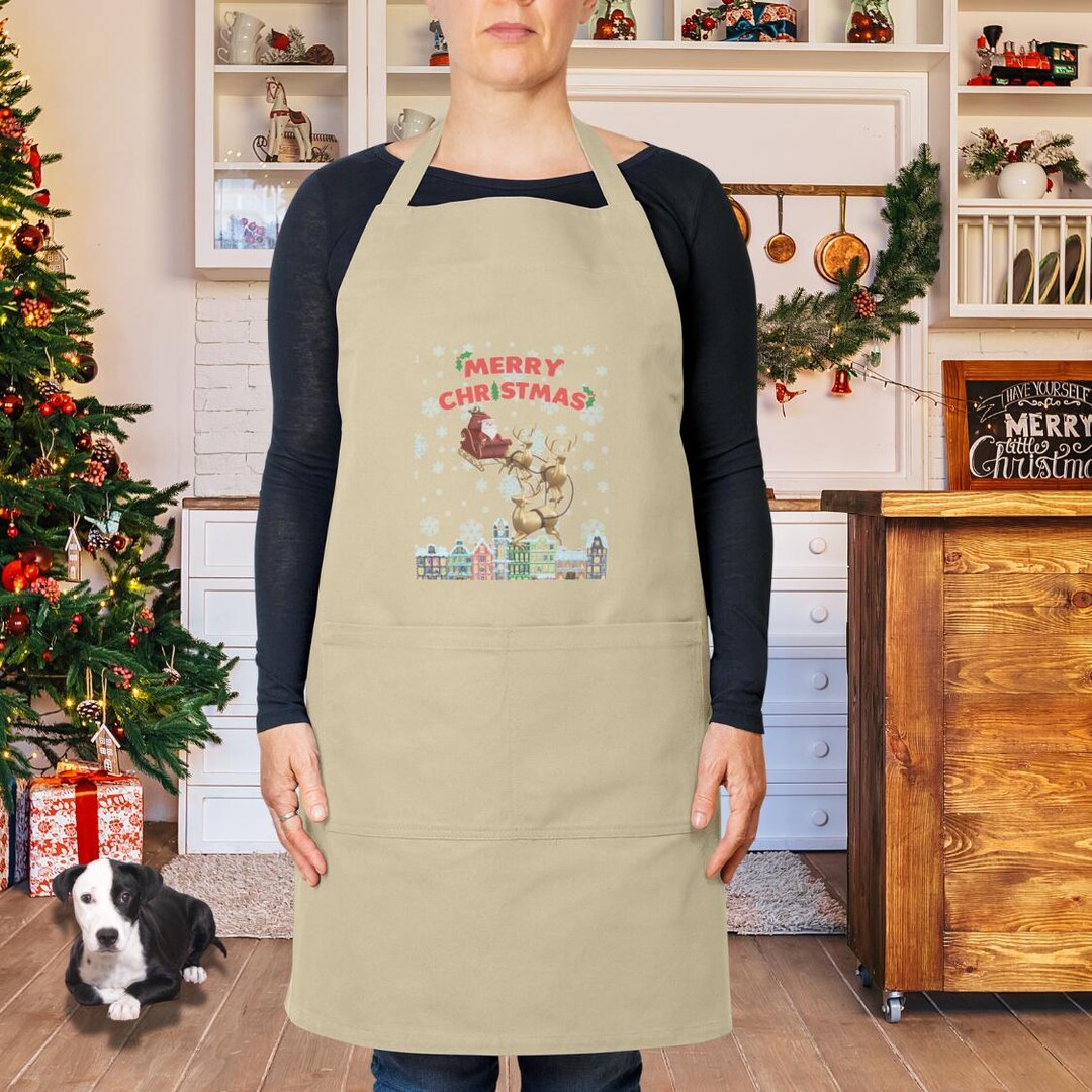 Christmas Apron Santa and Sleigh, Apron Christmas Design Gift ...