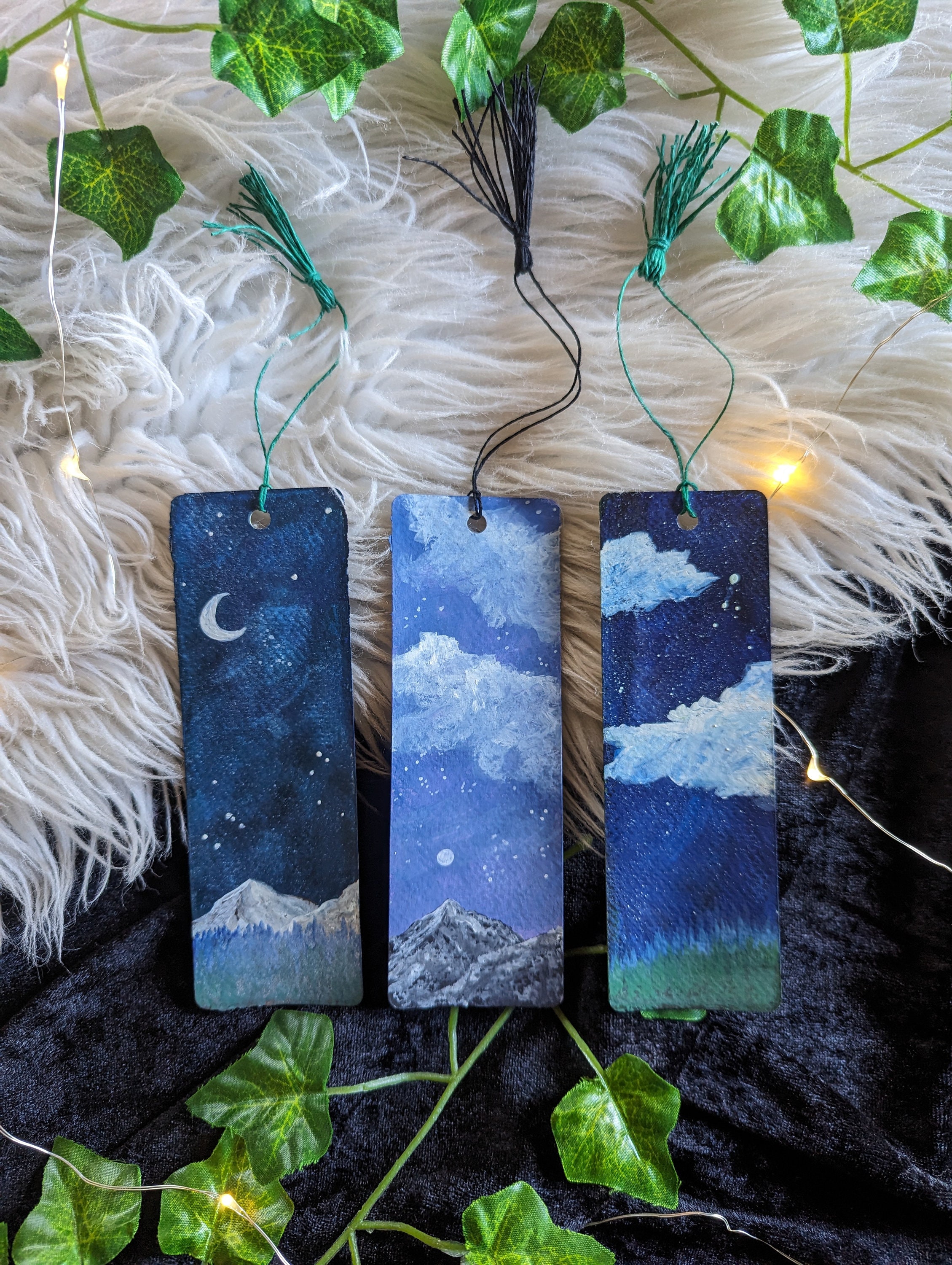 Hand Painted Bookmarks Night Sky Original Gouache Paintings - Etsy