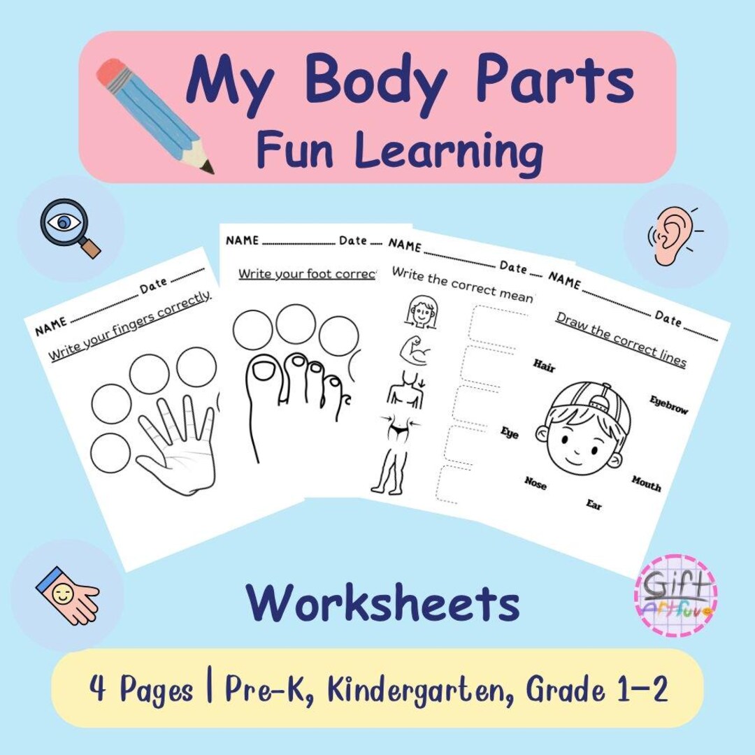 My Body Parts – Fun Learning Worksheets - Etsy