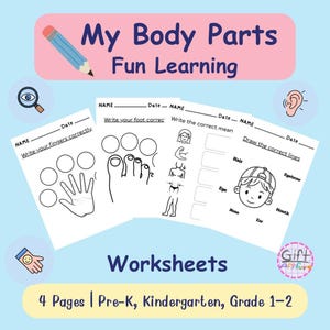 My Body Parts – Fun Learning Worksheets - Etsy