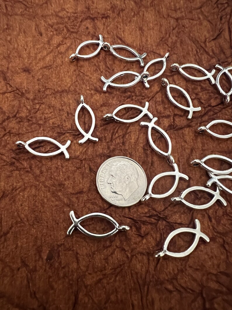 Ichthys Jesus Fish Charm 20x8mm Silver Tone Pbe122 - Etsy