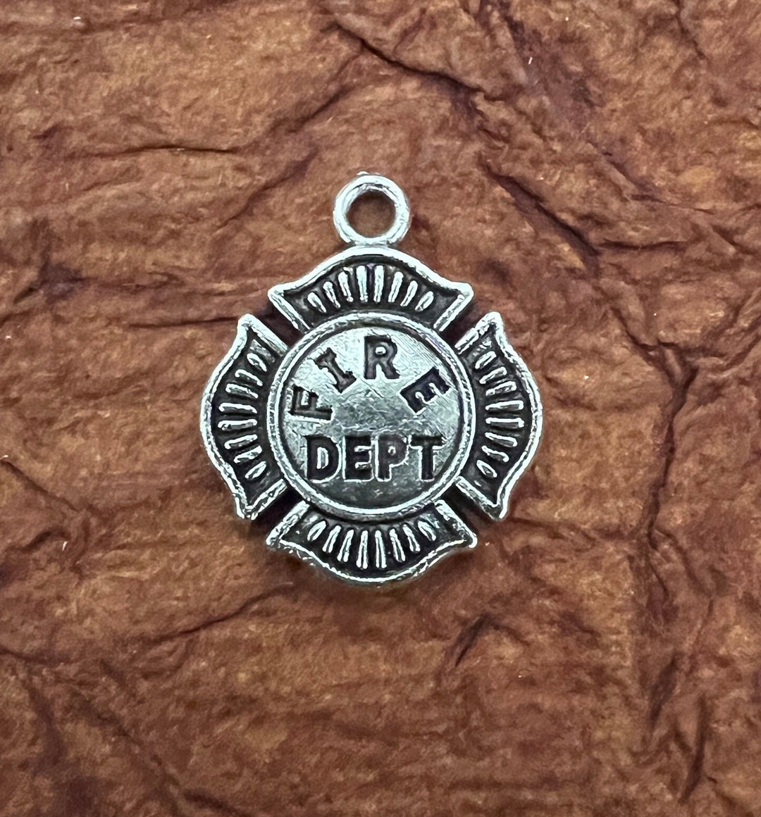 Fire Department Charm First Responder Charm 18x22mm Silver Tone Single ...