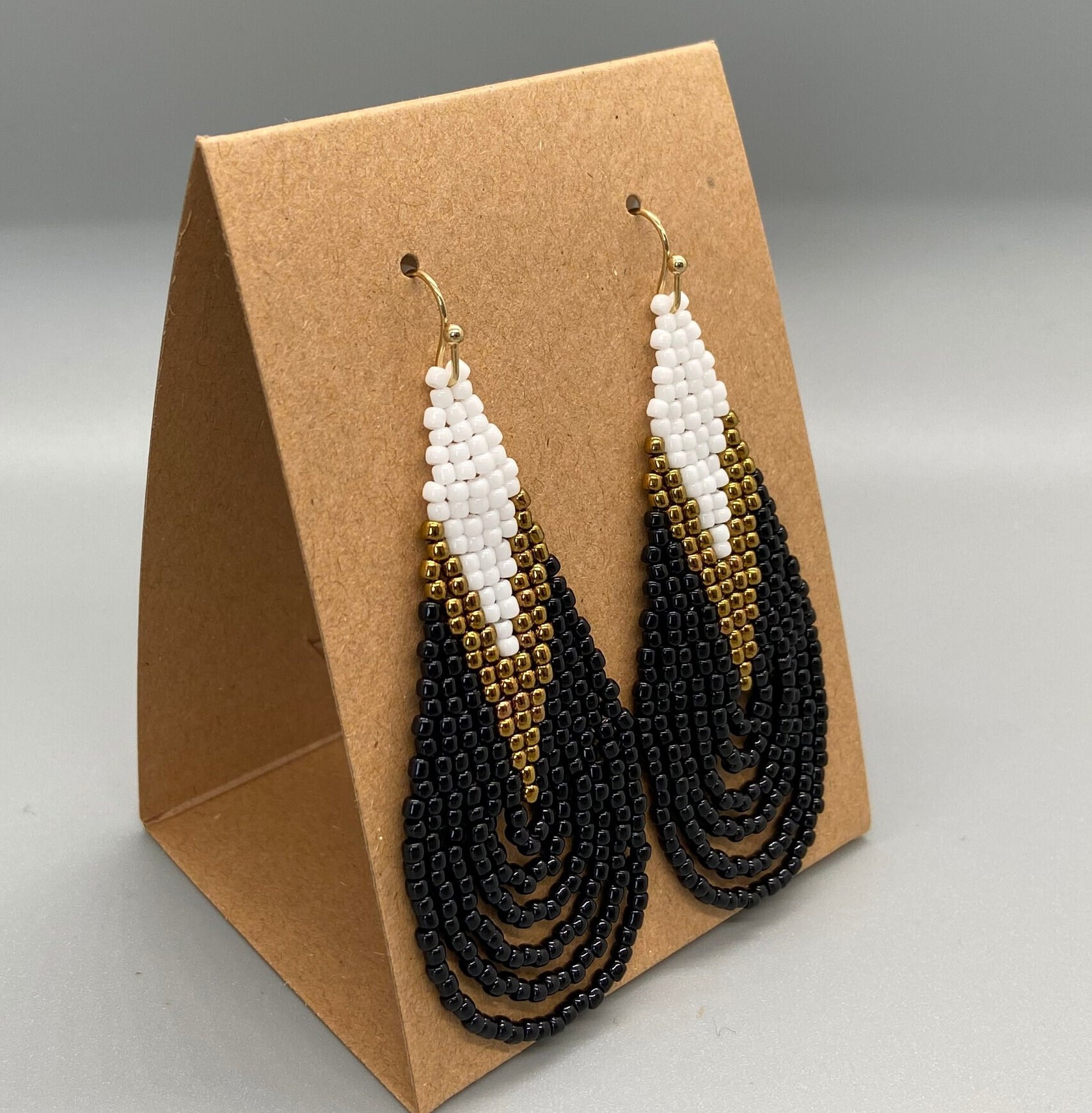 Boho Beaded Dangle Earrings, Unique Statement Seed Bead Jewelry, Hand Woven Beads, Beaded ...