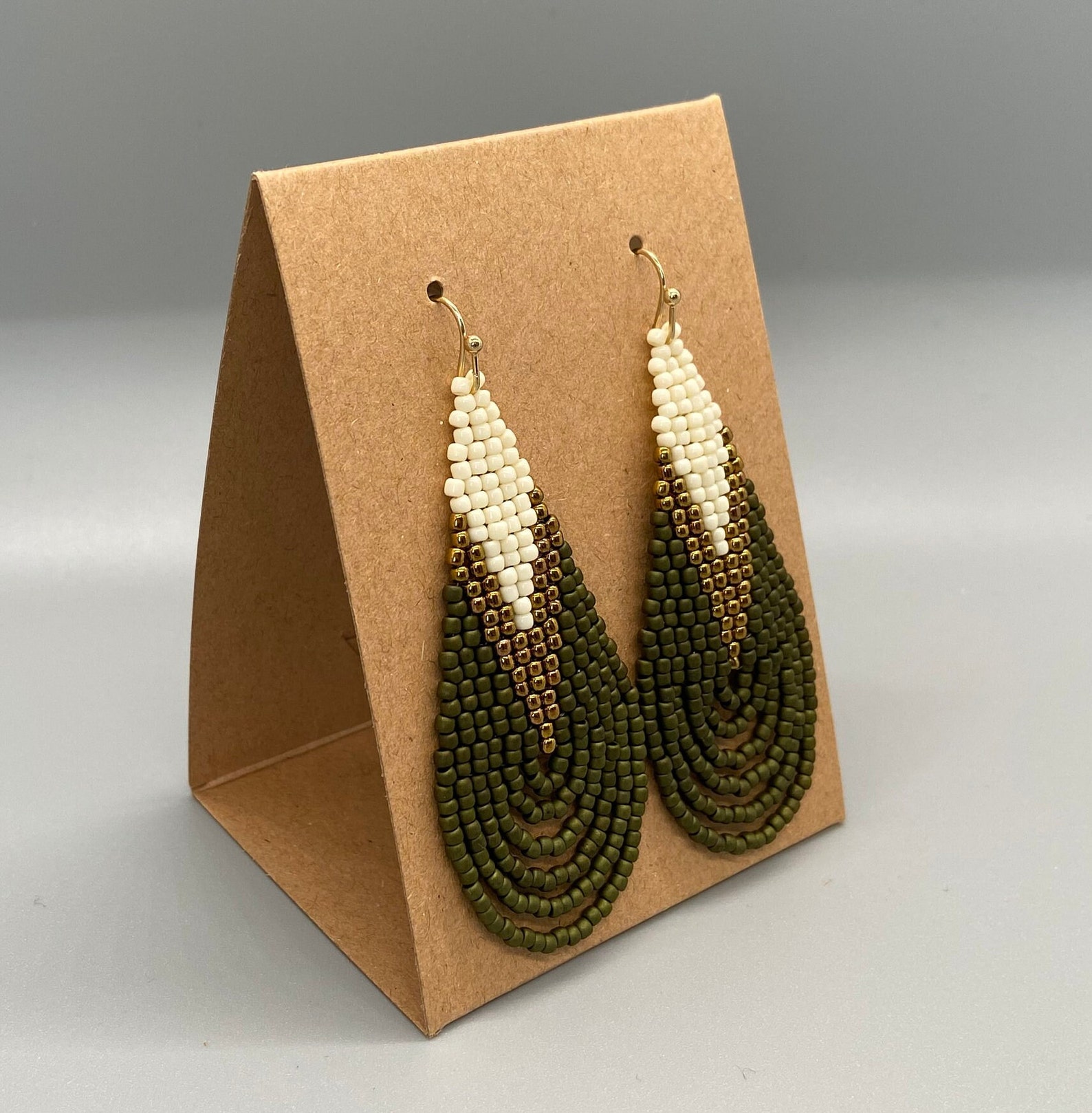 Boho Beaded Dangle Earrings, Unique Statement Seed Bead Jewelry, Hand Woven Bead Earrings ...