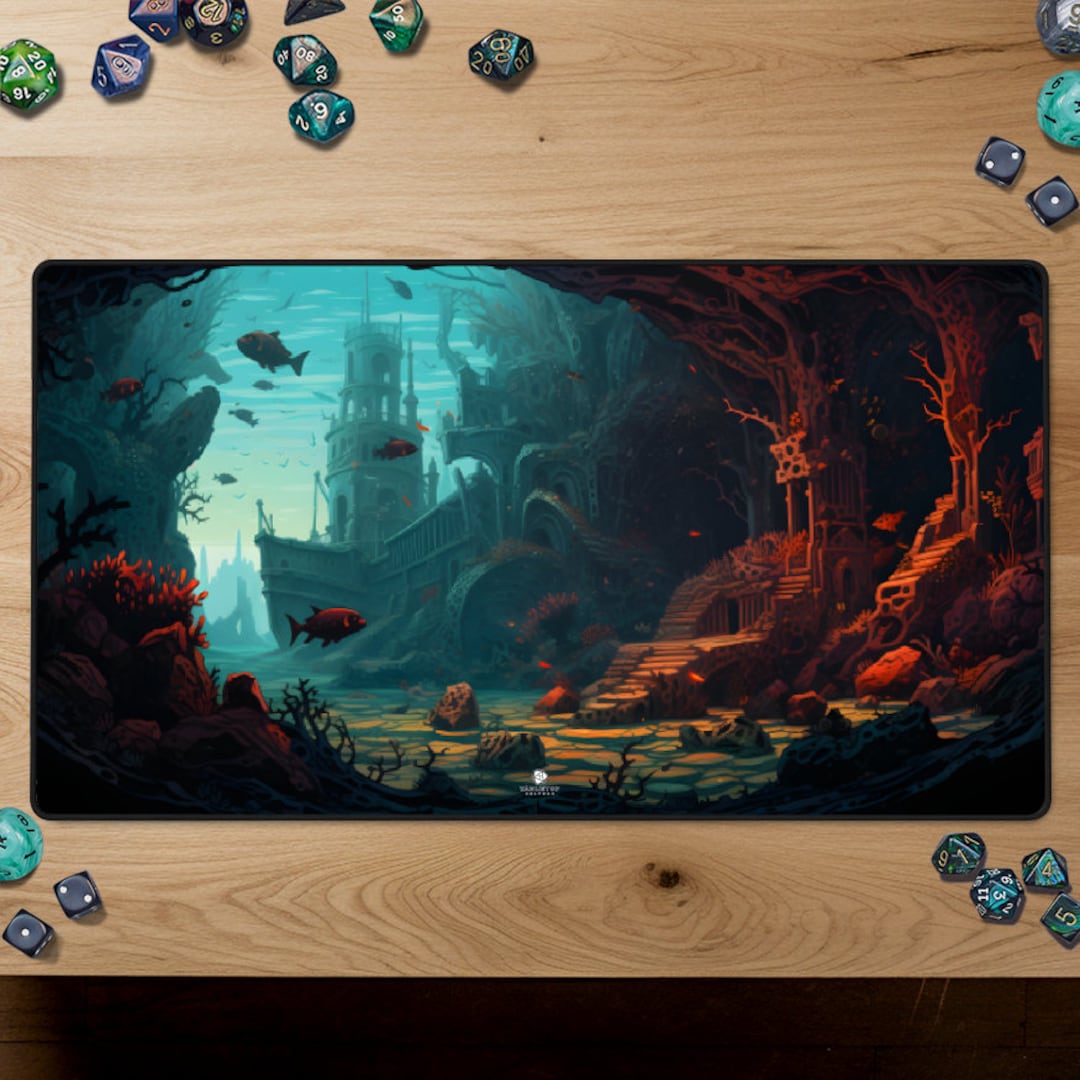 Underwater City Playmat Mtg Dnd Tabletop RPG Gaming Mat Ttrpg Gift ...