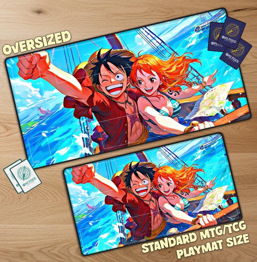Monkey D Luffy and Nami One Piece Playmat With Zones One Piece Play Mat ...