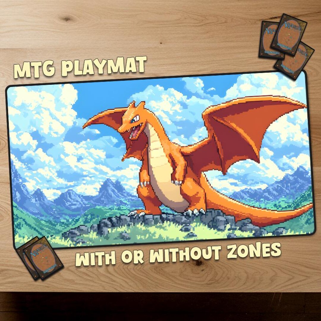 Pokemon Charizard Magic the Gathering Playmat MTG Playmat With Zones ...