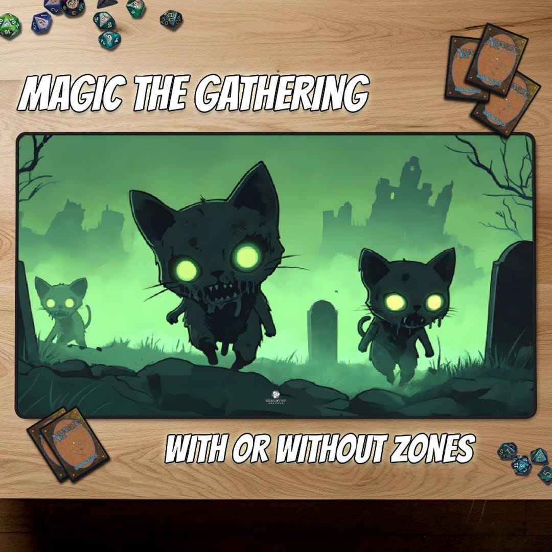 Zombie Kittens Magic the Gathering Playmat MTG Playmat With Zones MTG ...
