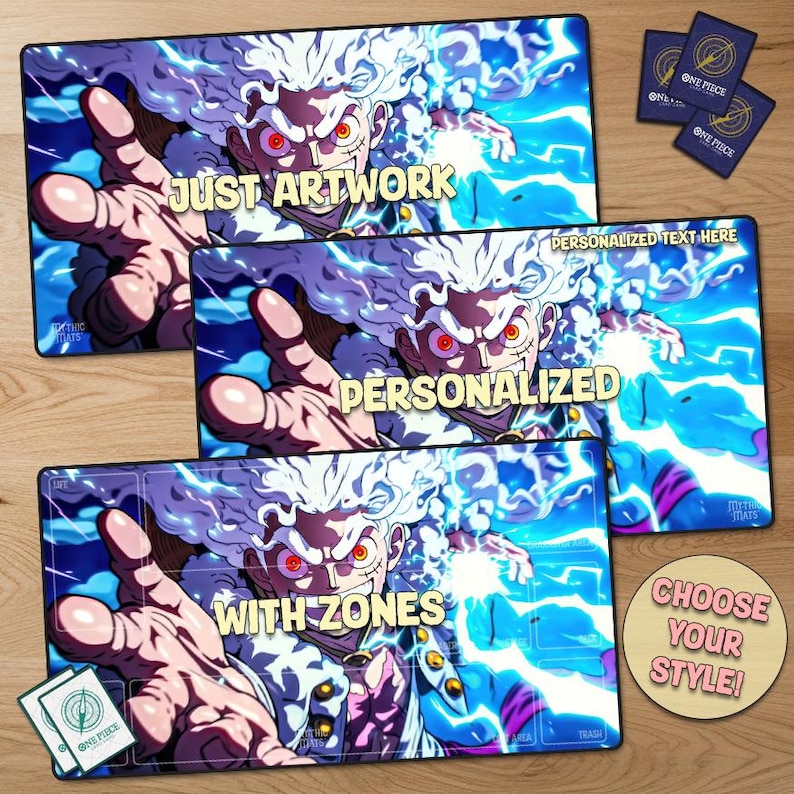 Monkey D Luffy Gear 5 Gomu Gomu No Mi One Piece Playmat With Zones Play ...