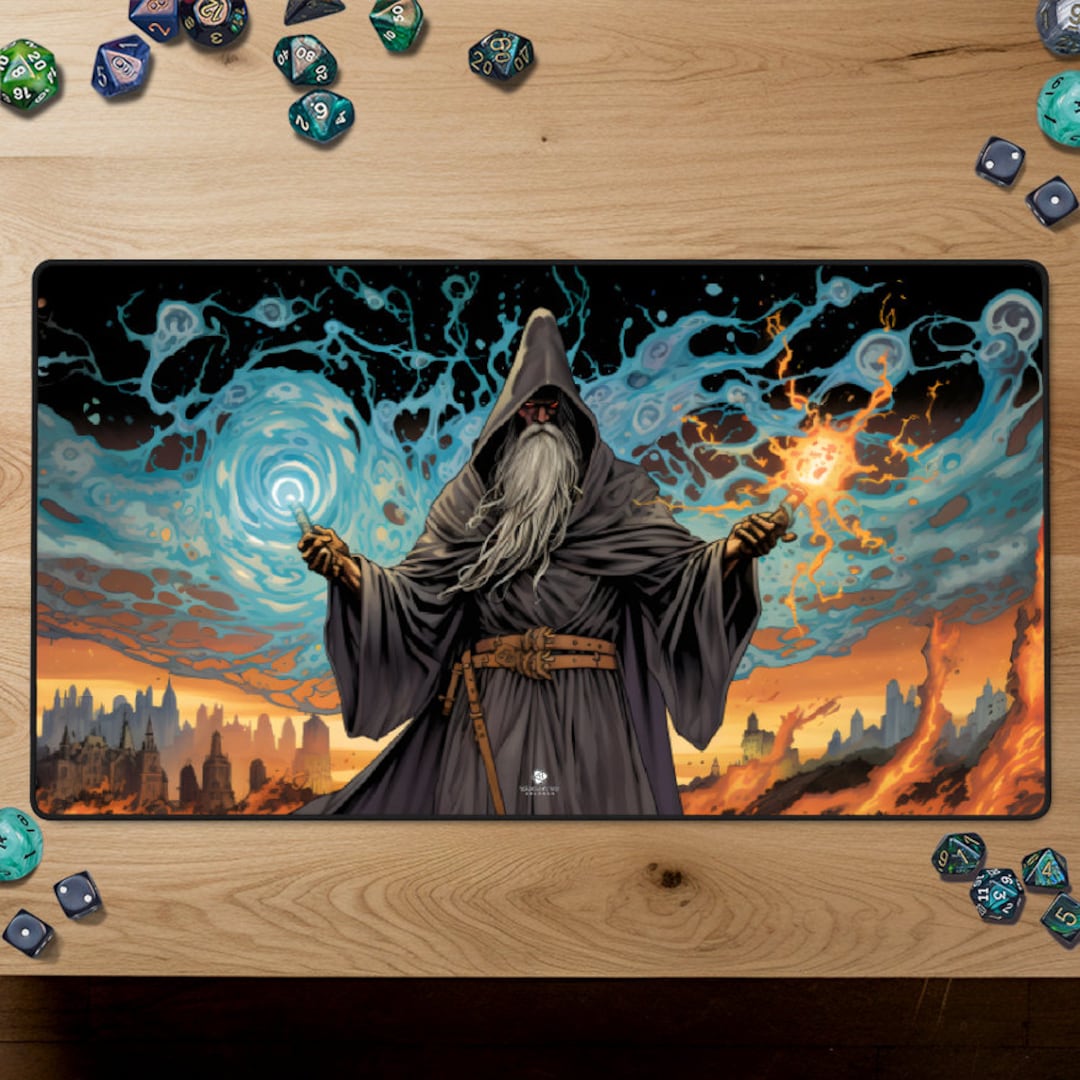 Wizard Playmat MTG Dnd Tabletop RPG Gaming Mat Ttrpg Gift Large Desk ...
