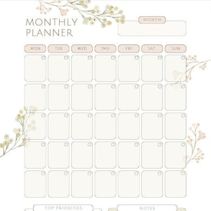 Floral Minimalistic Planner, Calendar and Habit Tracker - Etsy