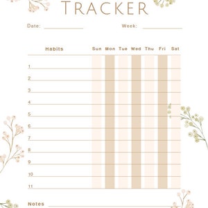 Floral Minimalistic Planner, Calendar and Habit Tracker - Etsy
