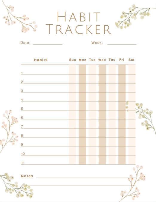 Floral Minimalistic Planner, Calendar and Habit Tracker - Etsy