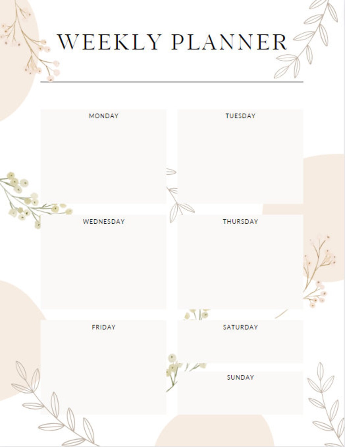 Floral Minimalistic Planner, Calendar and Habit Tracker - Etsy