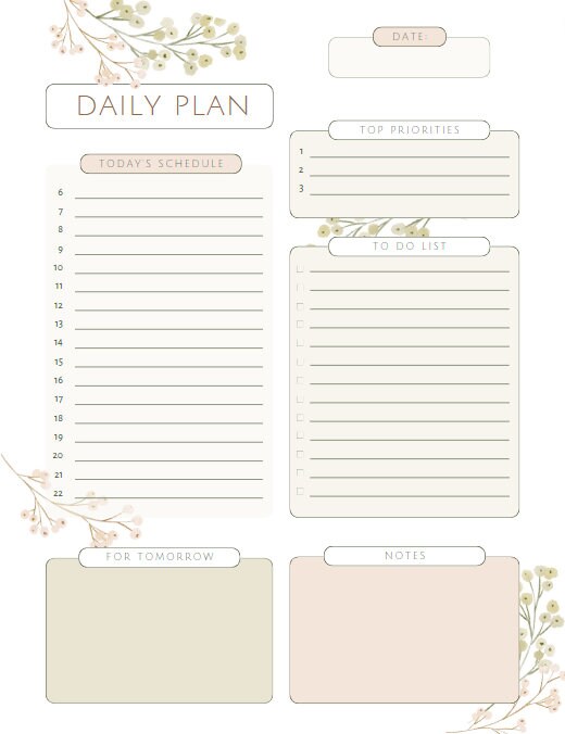 Floral Minimalistic Planner, Calendar and Habit Tracker - Etsy