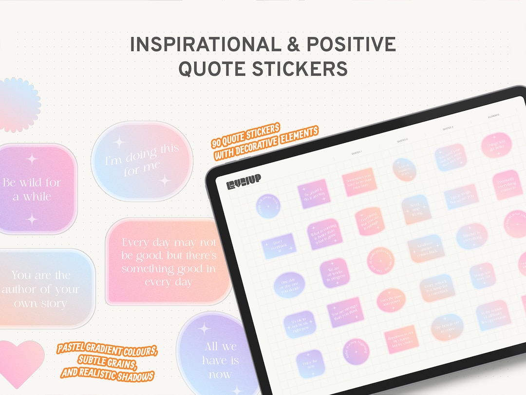 Inspirational & Positive Quotes Sticker Book, Gradient Quotes Stickers ...