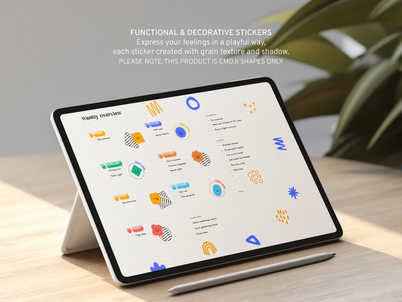 Emoji Shapes Stickers Set 01, Digital Stickers for Goodnotes, Vibrant ...