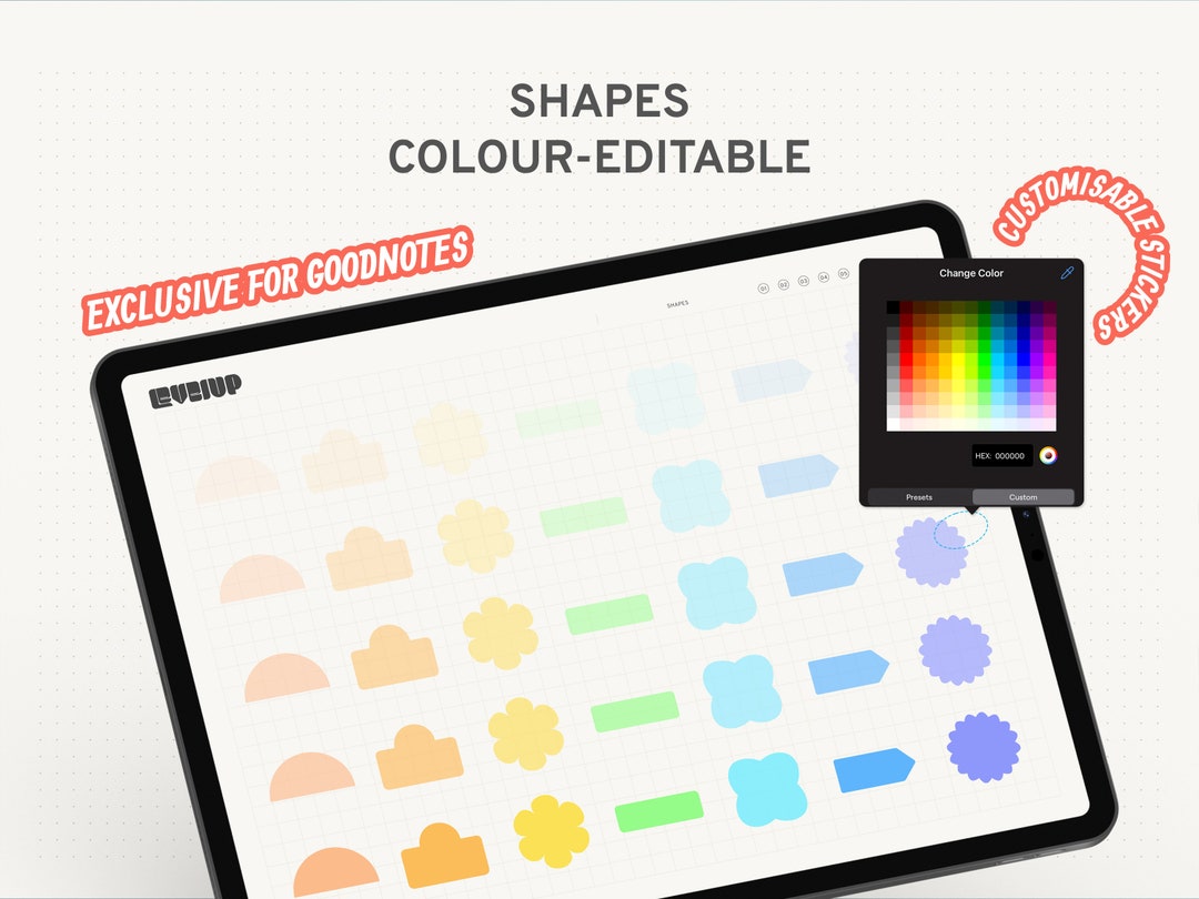 Shapes Colour Editable Stickers for Goodnotes Planner - Versatile ...