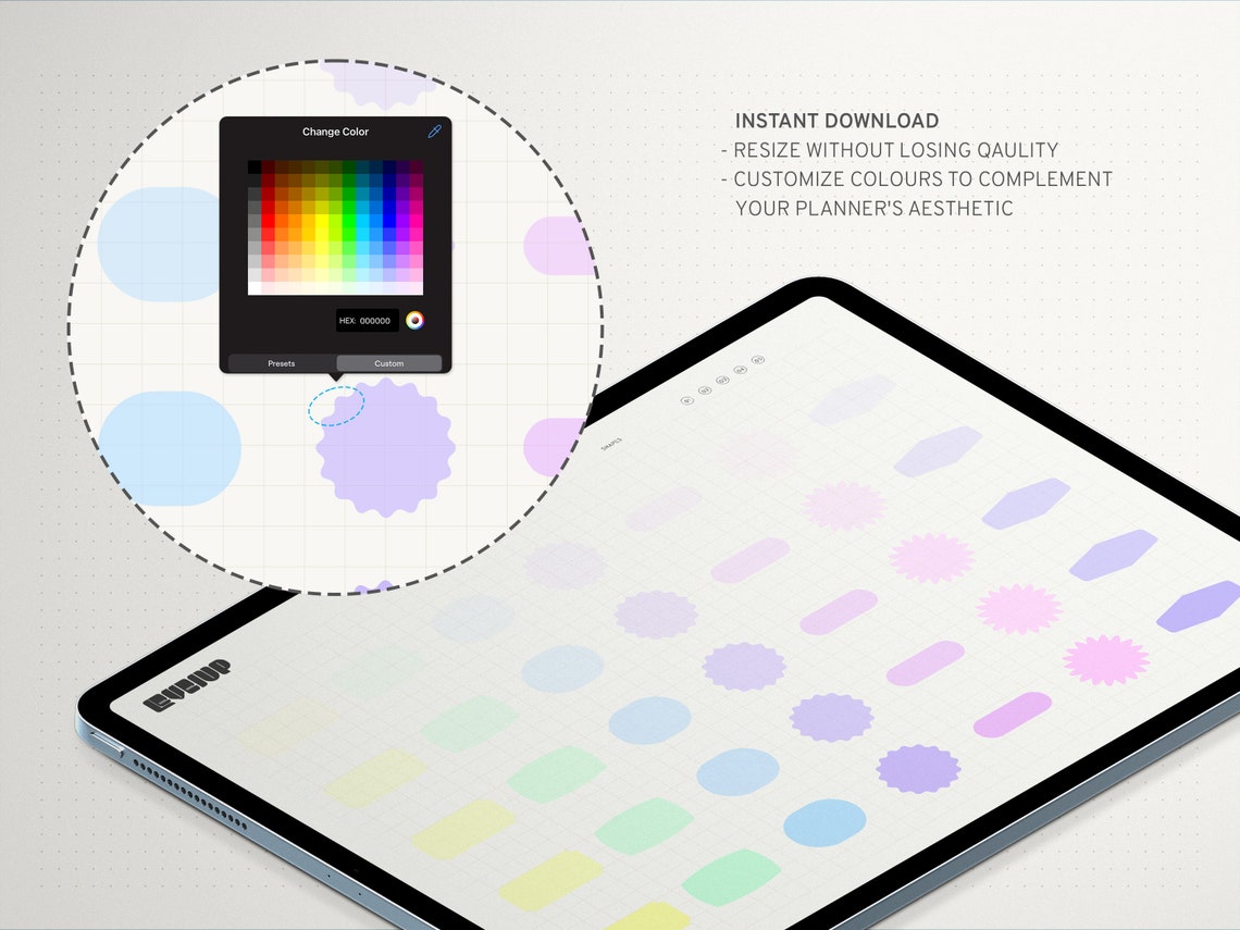Shapes Colour Editable Stickers for Goodnotes Planner - Versatile ...