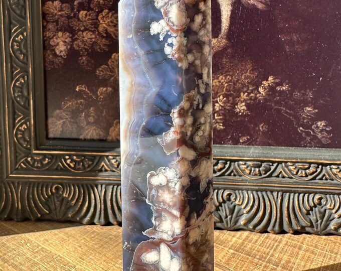 Blue Flower Agate With Banding & A Quartz Center, Chalcedony, Statement ...