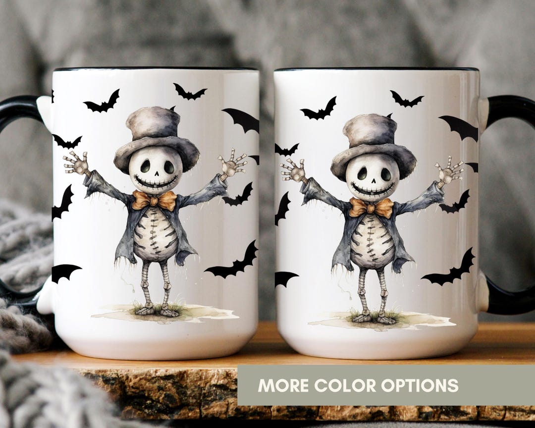 Jack Skellington Mug, Skeleton Halloween Mug, Spooky Halloween Mug ...