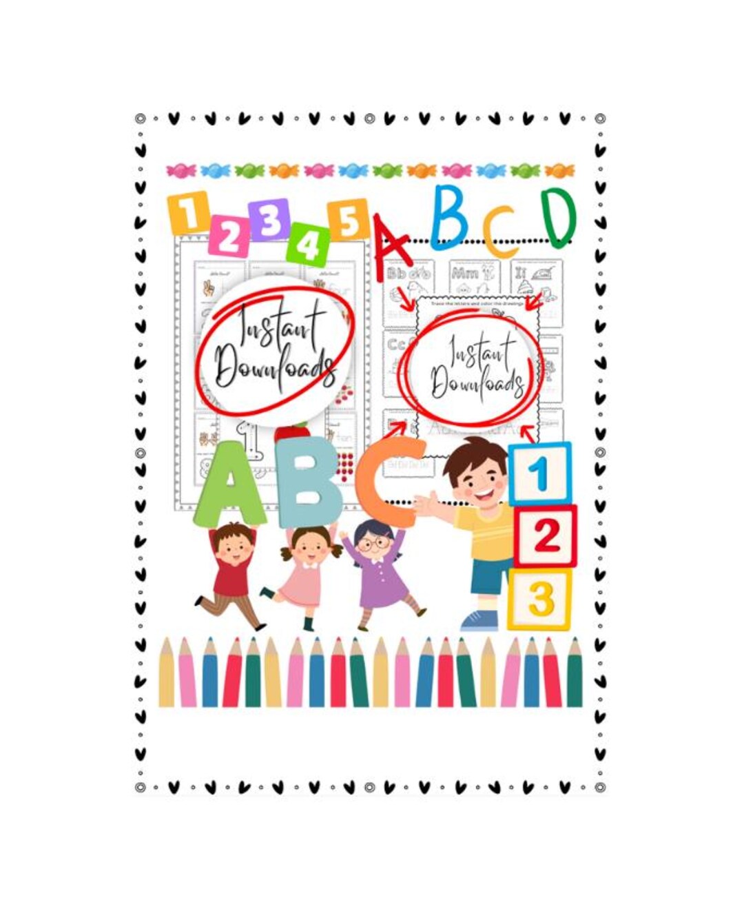 Learning Alphabet and Numbers (1-10) Bundles Preschool Worksheet ...