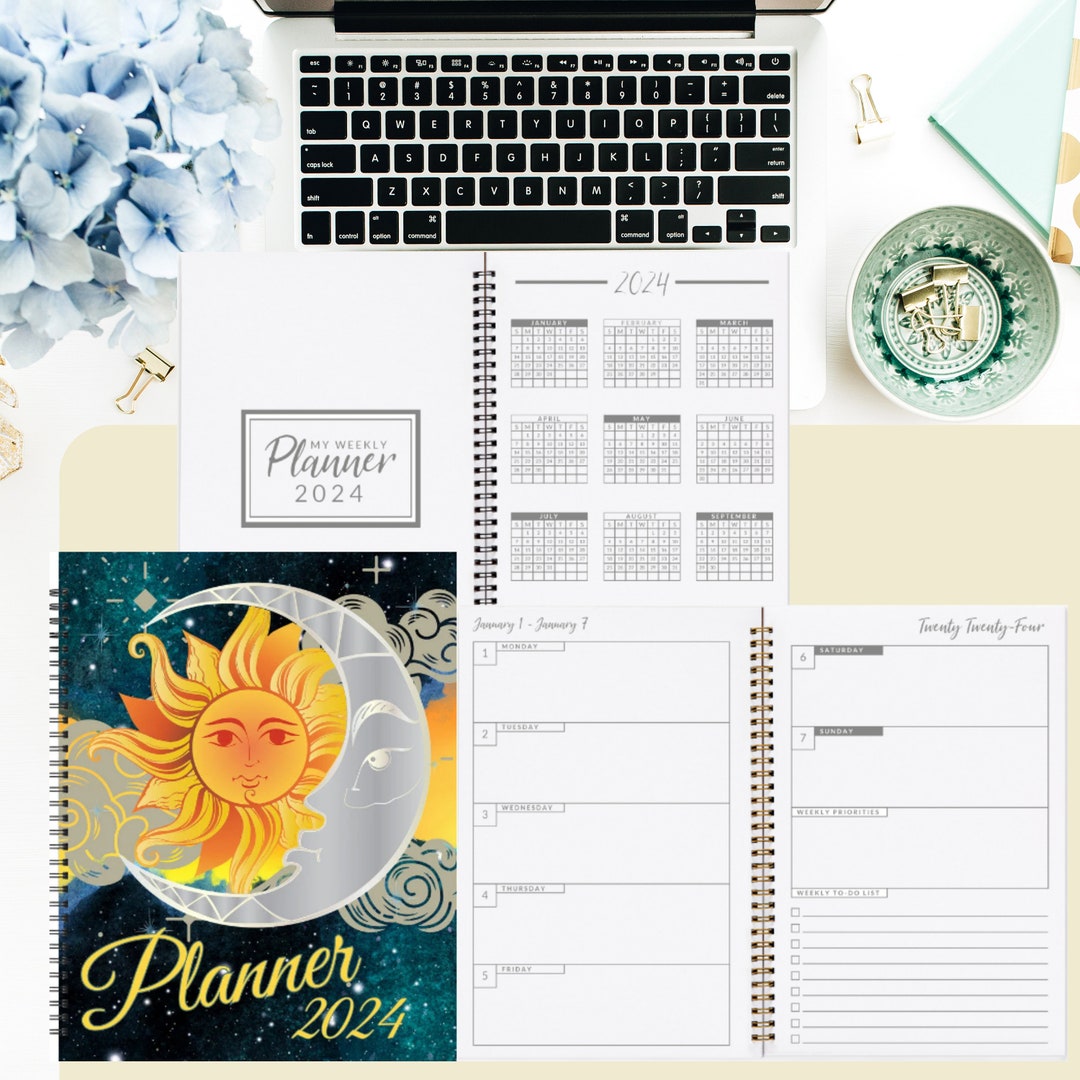 Sun Moon & Stars Celestial Planner Elegant Weekly Planner - Etsy