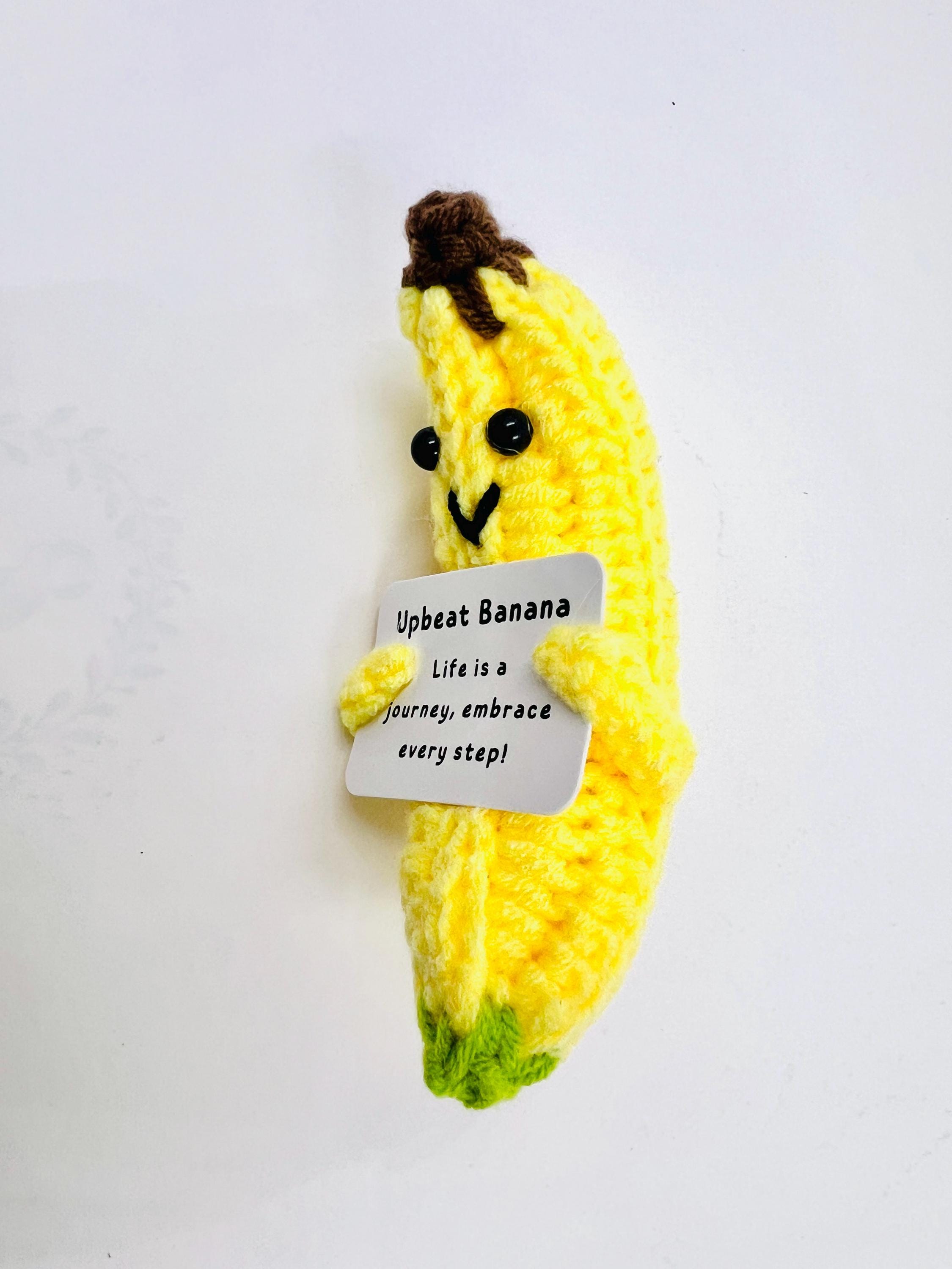 Handmade Crochet Positive Banana Plush Upbeat Banana Decor Customisable ...