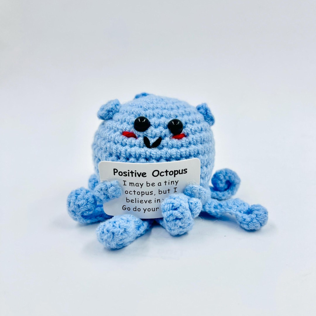 Handmade Positive Octopus Crochet Plush Emotional Support Decor Custom ...
