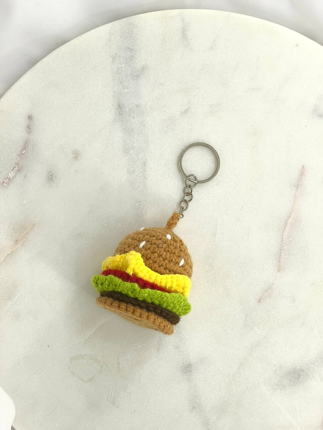 Handmade Crochet Burger Keychain – Cute and Fun Hamburger Keyring ...