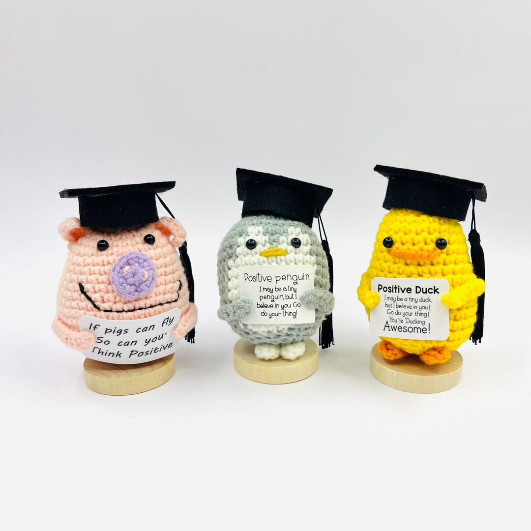Graduation Gift Positive Crochet Dolls Positive Penguin, Duck & Pig ...