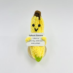 Handmade Crochet Positive Banana Plush Upbeat Banana Decor Customisable ...