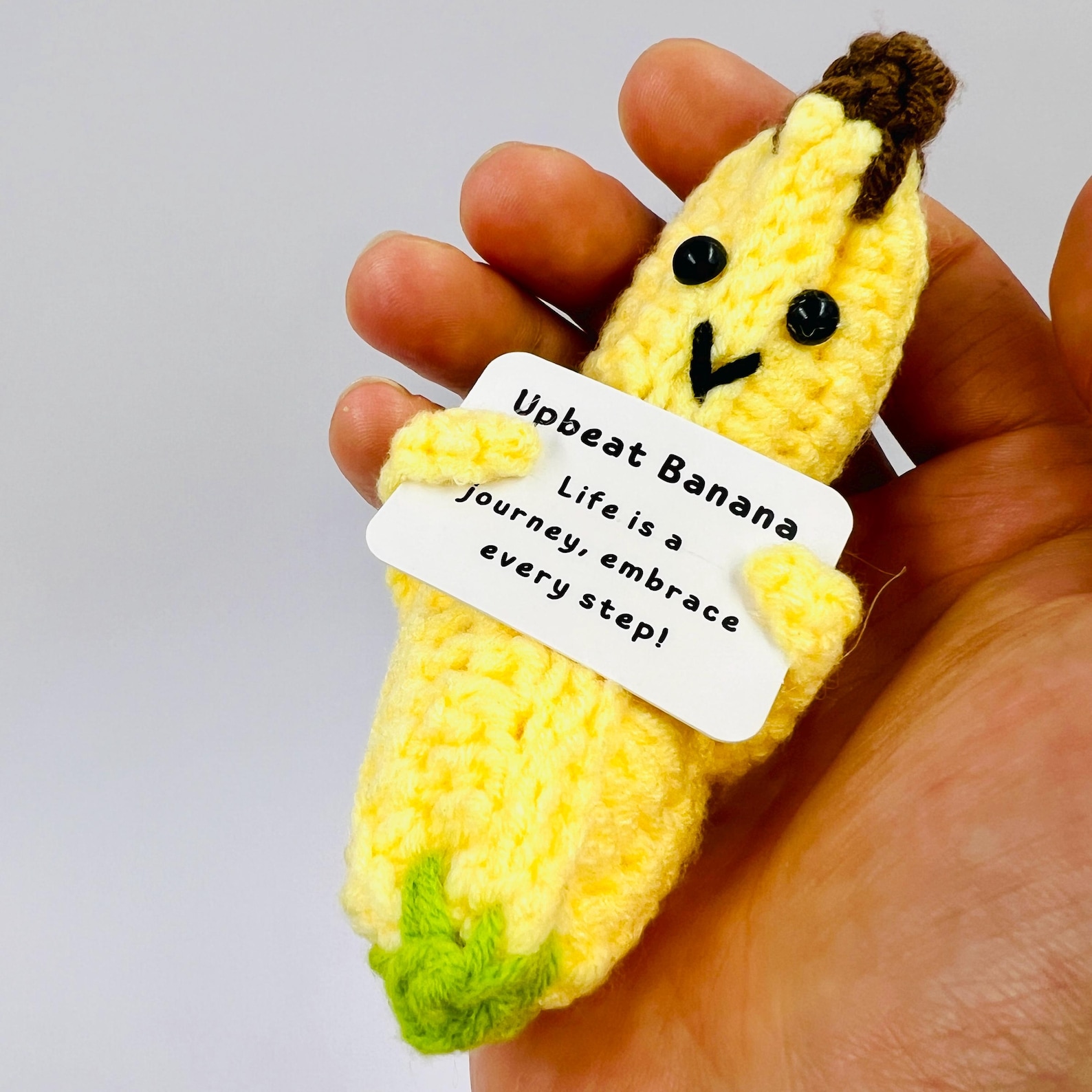Handmade Crochet Positive Banana Plush Upbeat Banana Decor Customisable ...