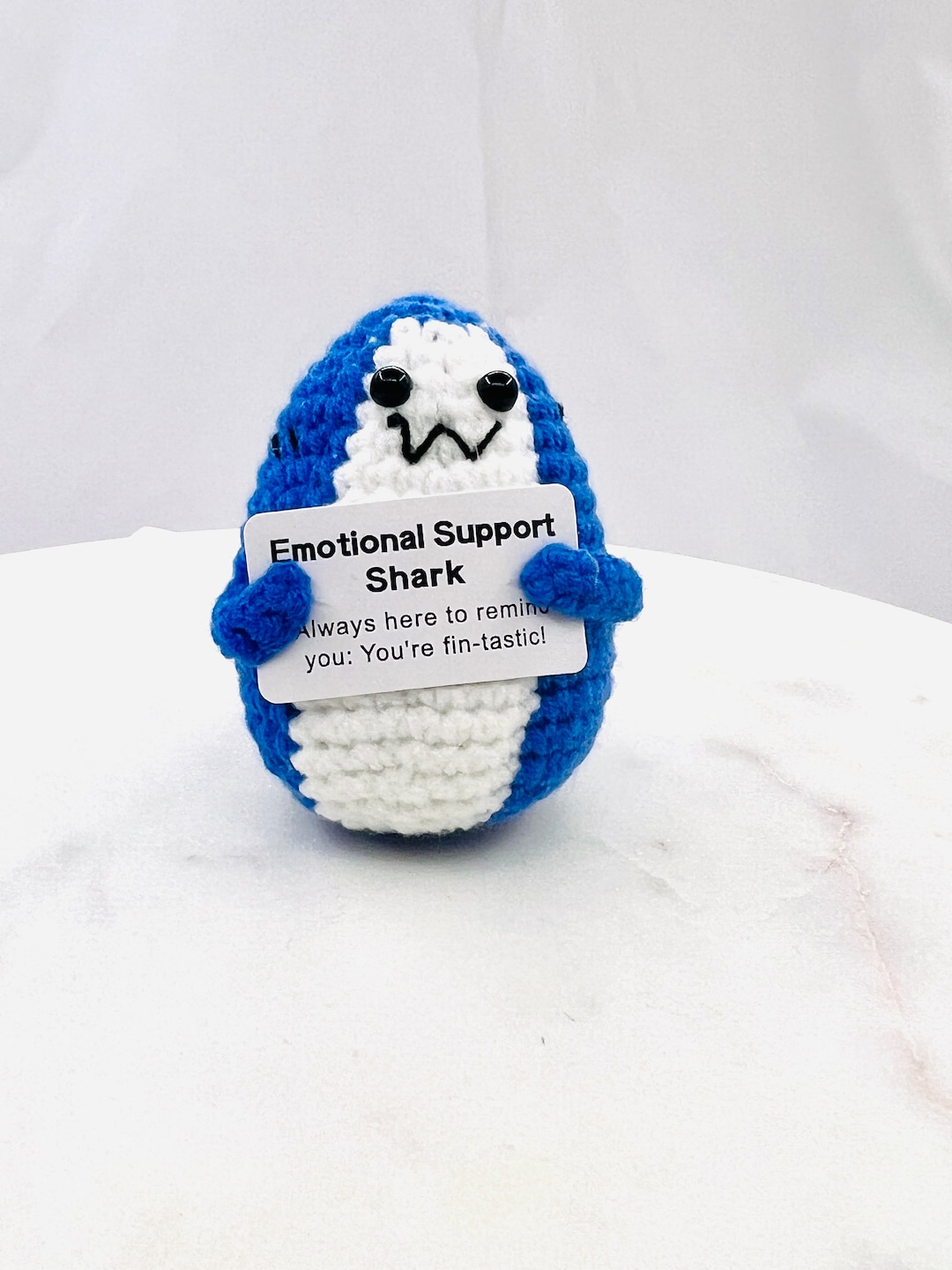 Handmade Crochet Emotional Support Shark–cute Plush Toy, Perfect Gift for Anxiety Relief, Desk ...