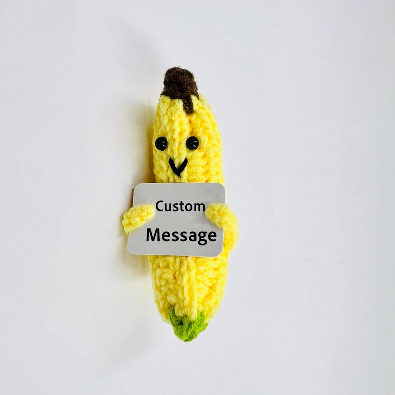 Handmade Crochet Positive Banana Plush Upbeat Banana Decor Customisable ...