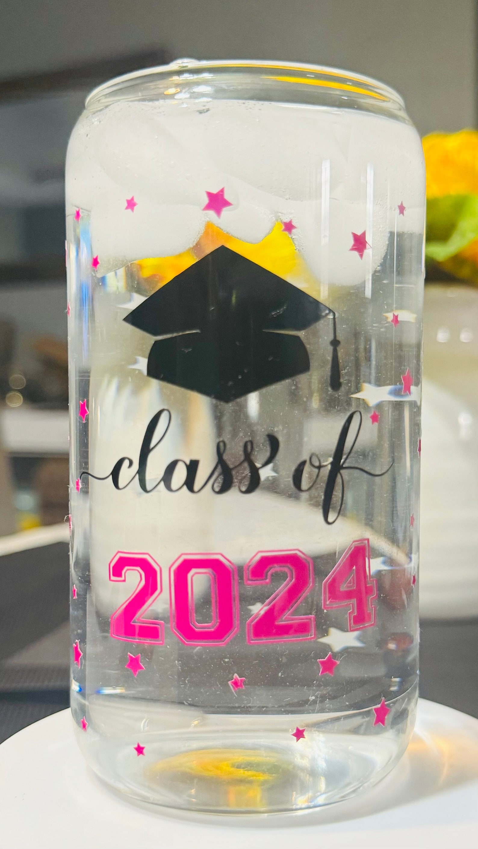 Class of 2024/ Graduation Cup / 16 or 20 Oz / Glass Cup With Bamboo Lid ...