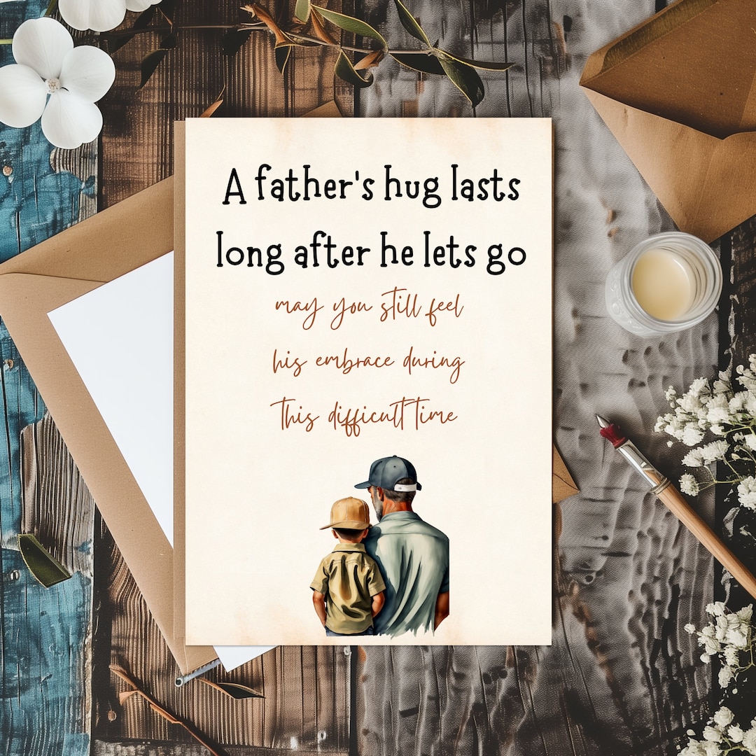 Printable A Father's Hug Bereavement Card - Condolence Card for Loss of ...