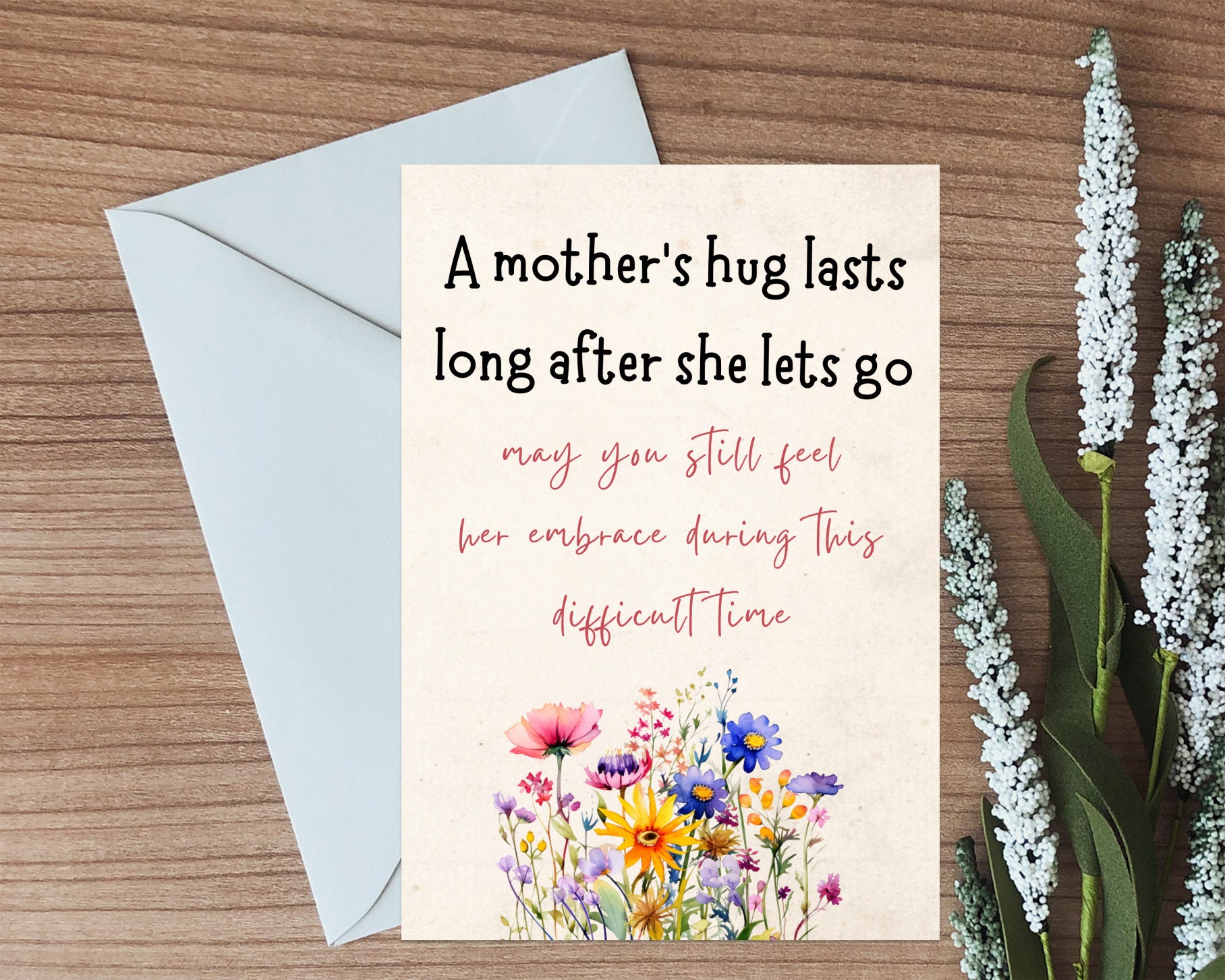 Instant Download Loss of Mom A Mother's Hug Printable Greeting Card for ...