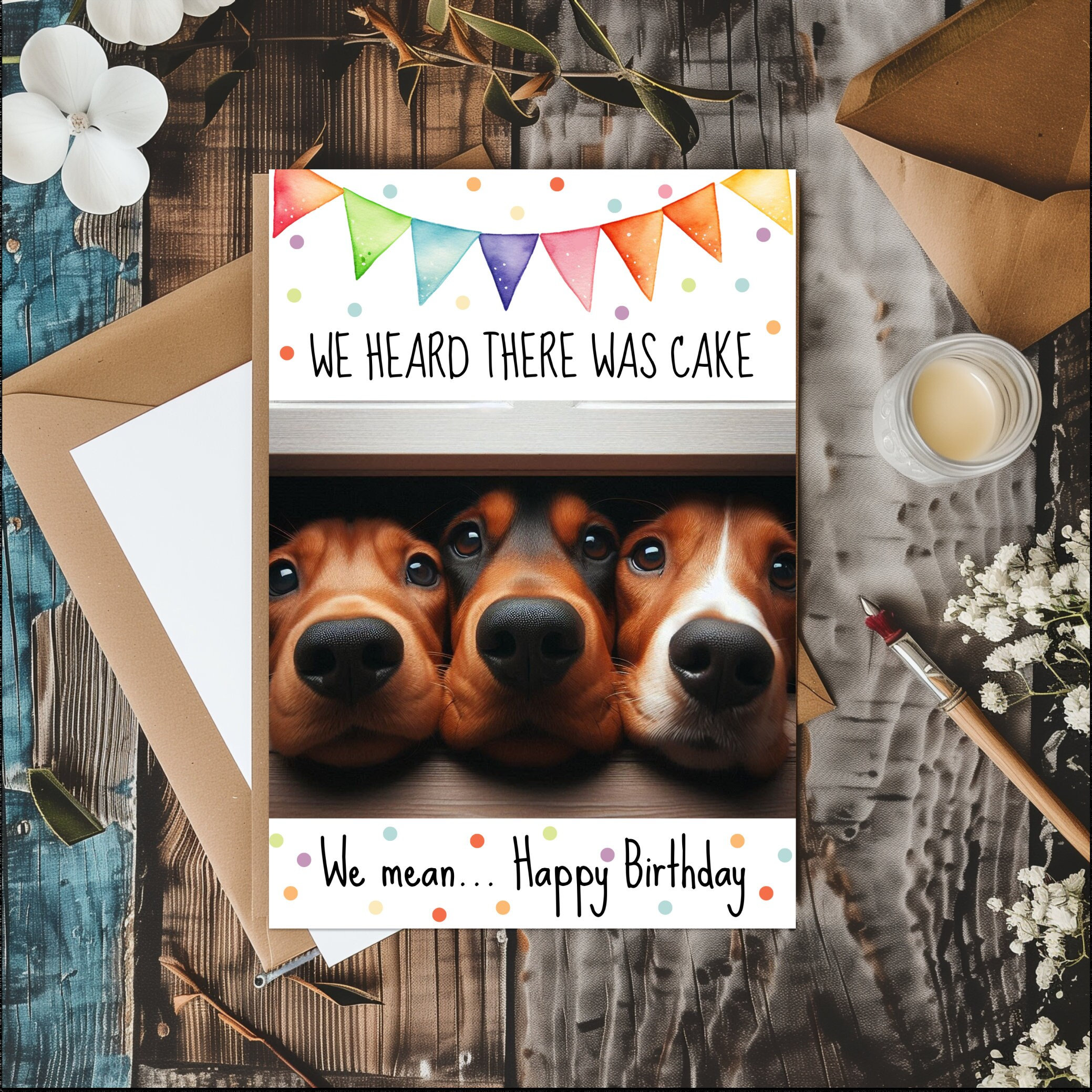Funny Animal Birthday Card Printable Dog Birthday Card Birthday Cake ...